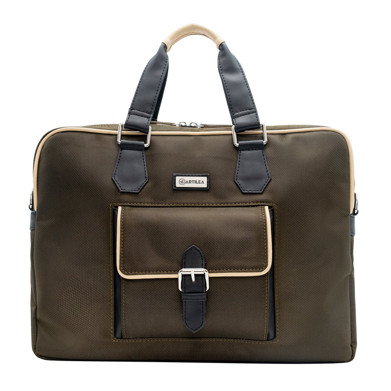 Smart Laptop Bag Olive Green, Black & Beige